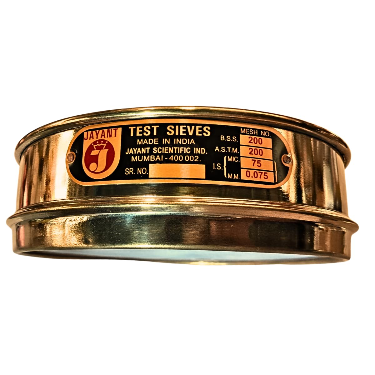 Jayant Test Sieve 200 mm Diameter BBS - 200 and ASTM - 200, 75 micron ...