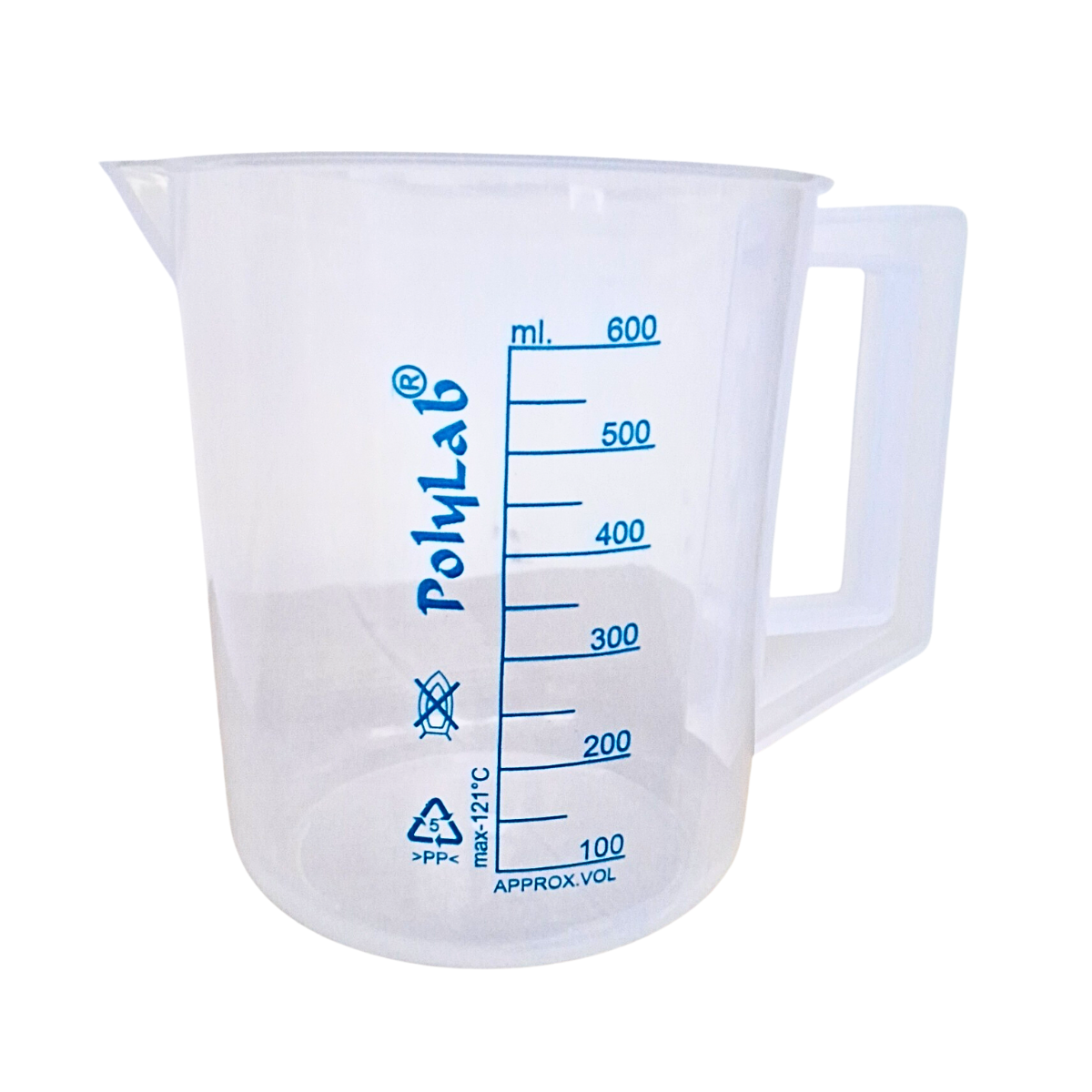 Measuring Jug Printed Plastic 600 ml Beaker with Handle, Molded in Pol ...