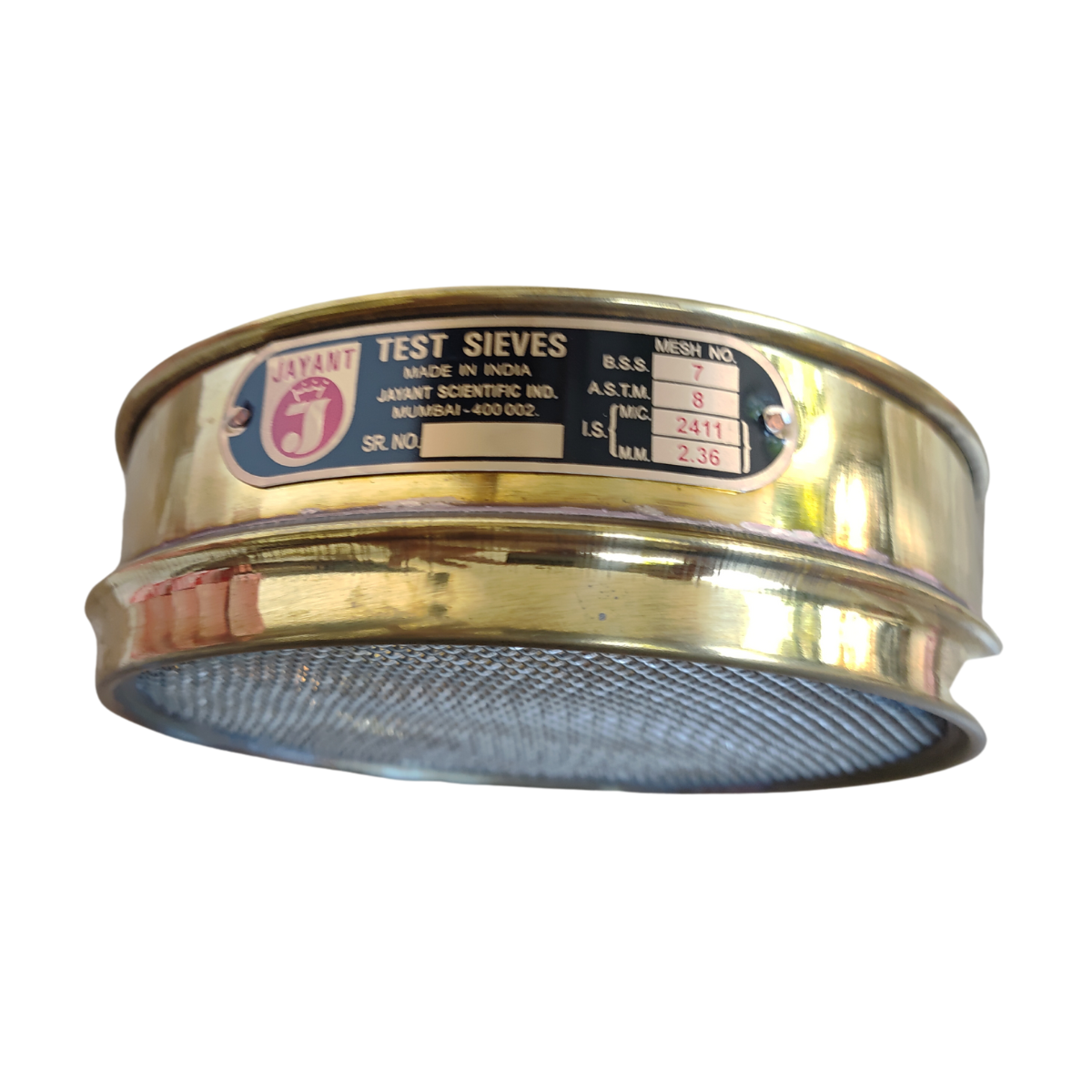 Jayant Test Sieve 200 mm Diameter BBS - 7 and ASTM - 8, 2411 micron Pa ...