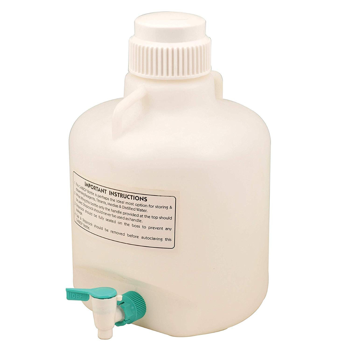 Carboy Bottle with Stopcock, 20 Liter Capacity with 2 Handles Pack of ...